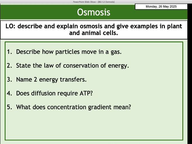 GCSE Biology: Osmosis | Teaching Resources