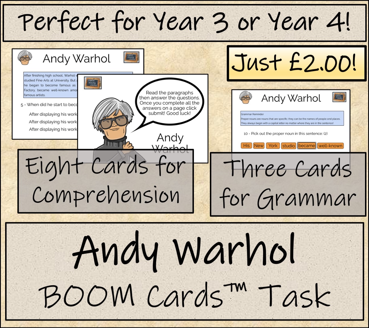 Andy Warhol - LKS2 BOOM Cards™ Comprehension Activity | Teaching Resources