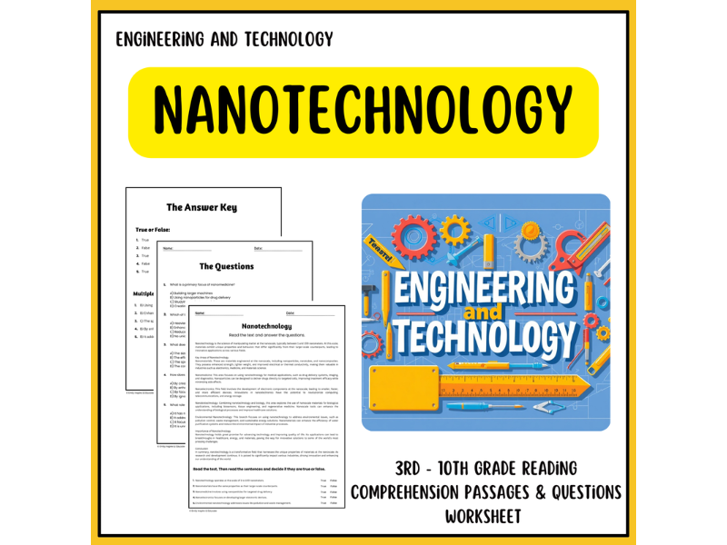 Nanotechnology Reading Comprehension Passages & Questions Worksheets ...
