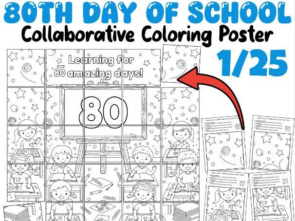 80th Day of School Collaborative Coloring Poster | Learning for 80 Days ...