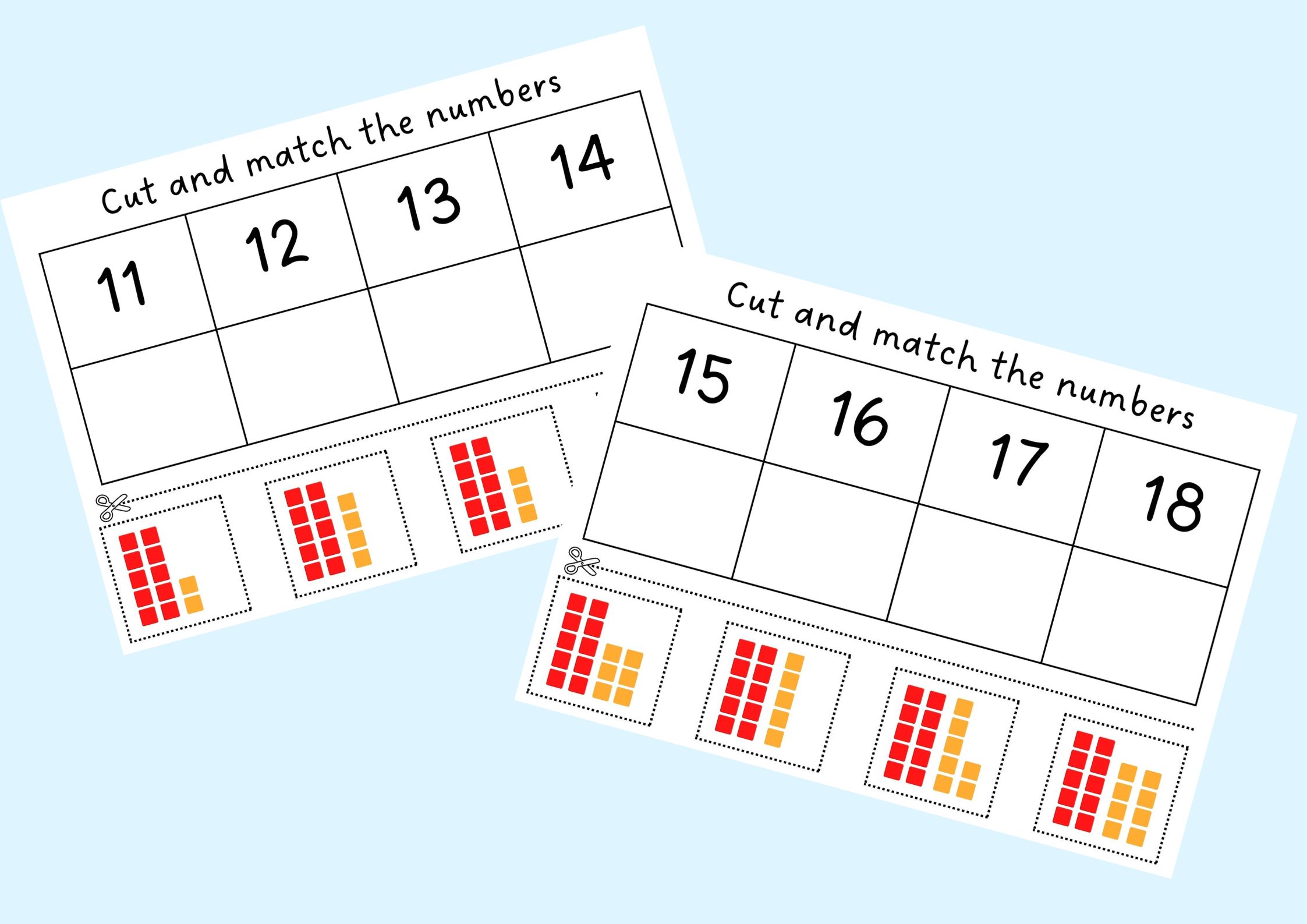 Cut and Match Teen Numbers | Teaching Resources