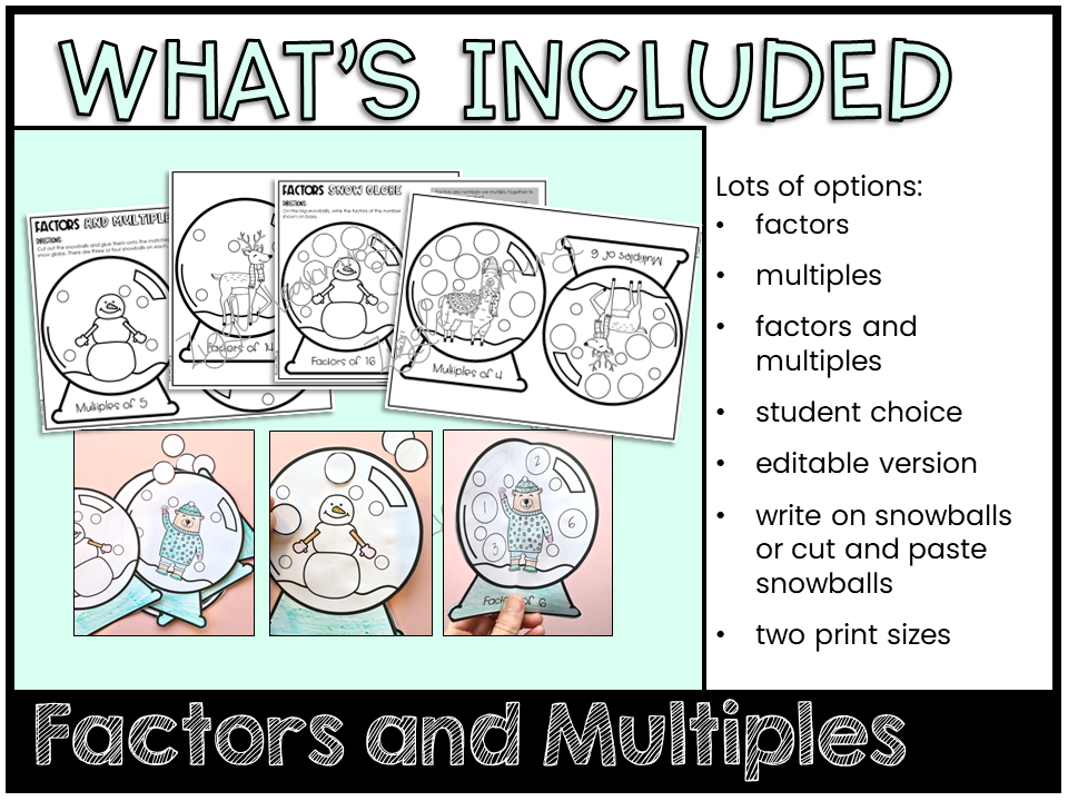 Snow Globe Factors and Multiples Winter Craft Activity | Teaching Resources