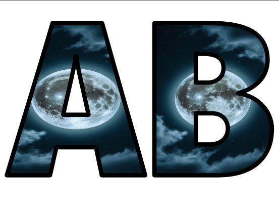 Full Moon Clouds Phases New Lettering Set Display Title Letters Numbers ...