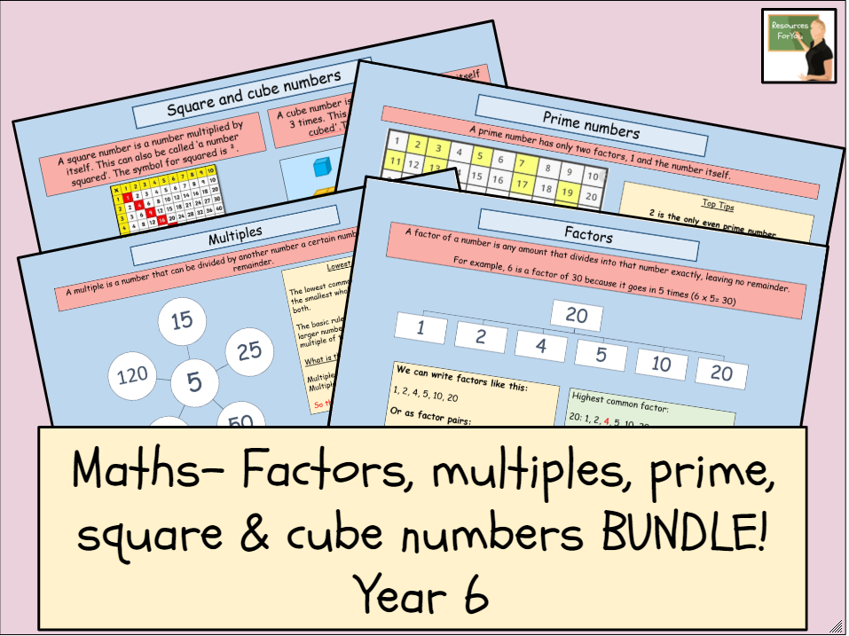 Primary factors, multiples and primes resources