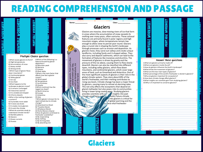 Explore Glaciers: Engaging Reading Passage with Interactive Questions ...