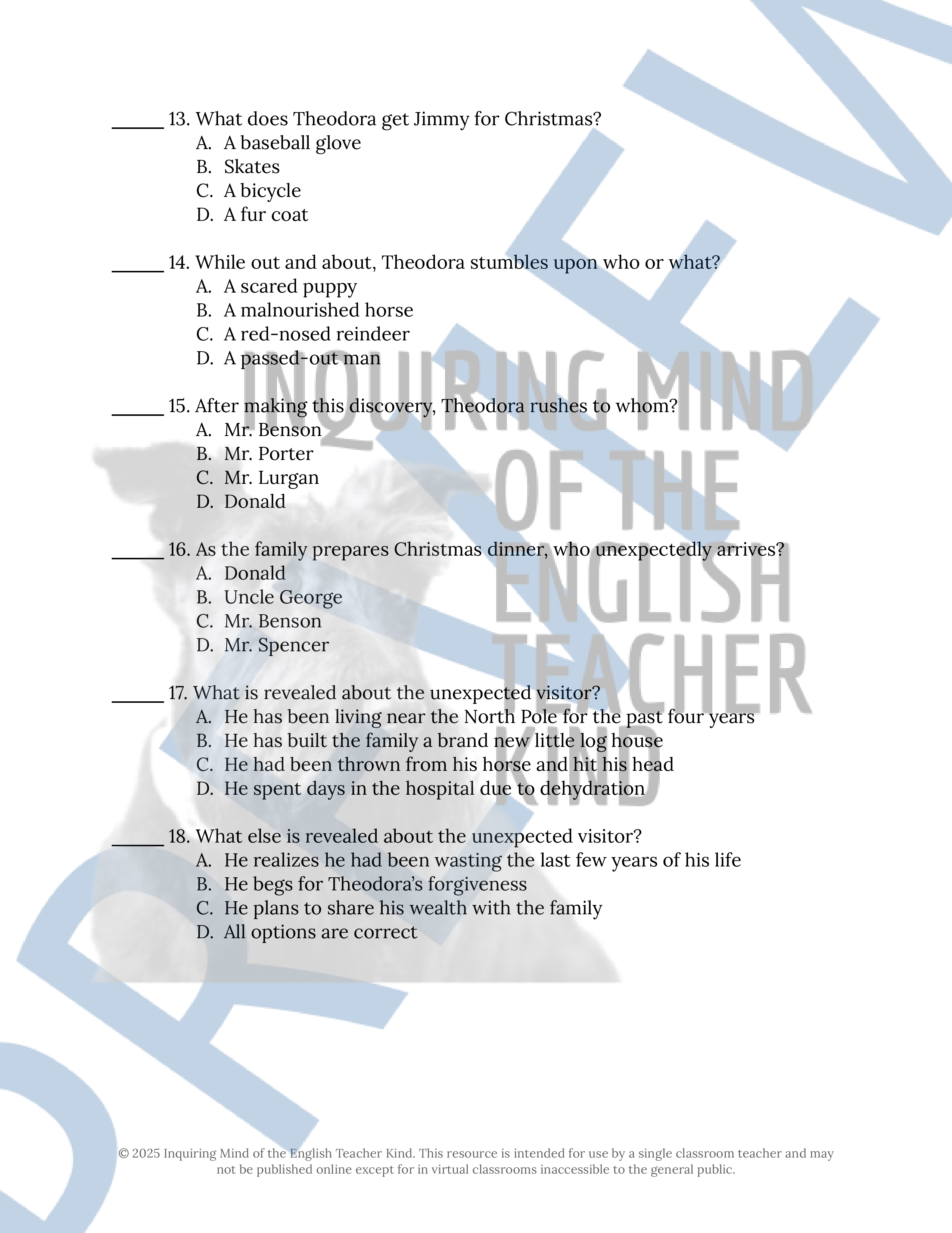 "Christmas at Red Butte" Quiz and Answer Key | Winter Holiday Season ...