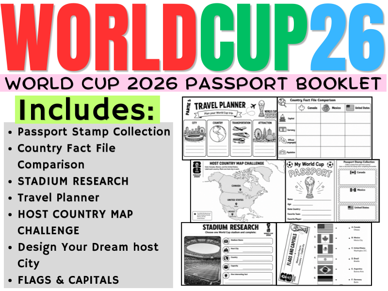 World Cup 2026 Passport Booklet Activities | Geography, Maps, Flags ...