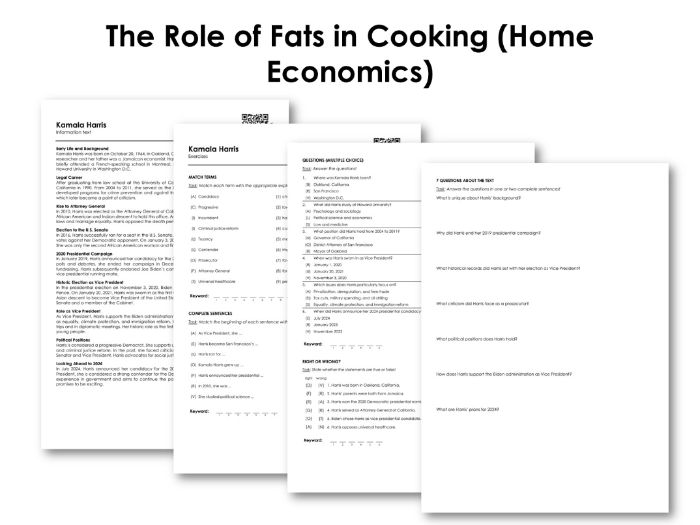 The Role of Fats in Cooking (Home Economics) | Teaching Resources