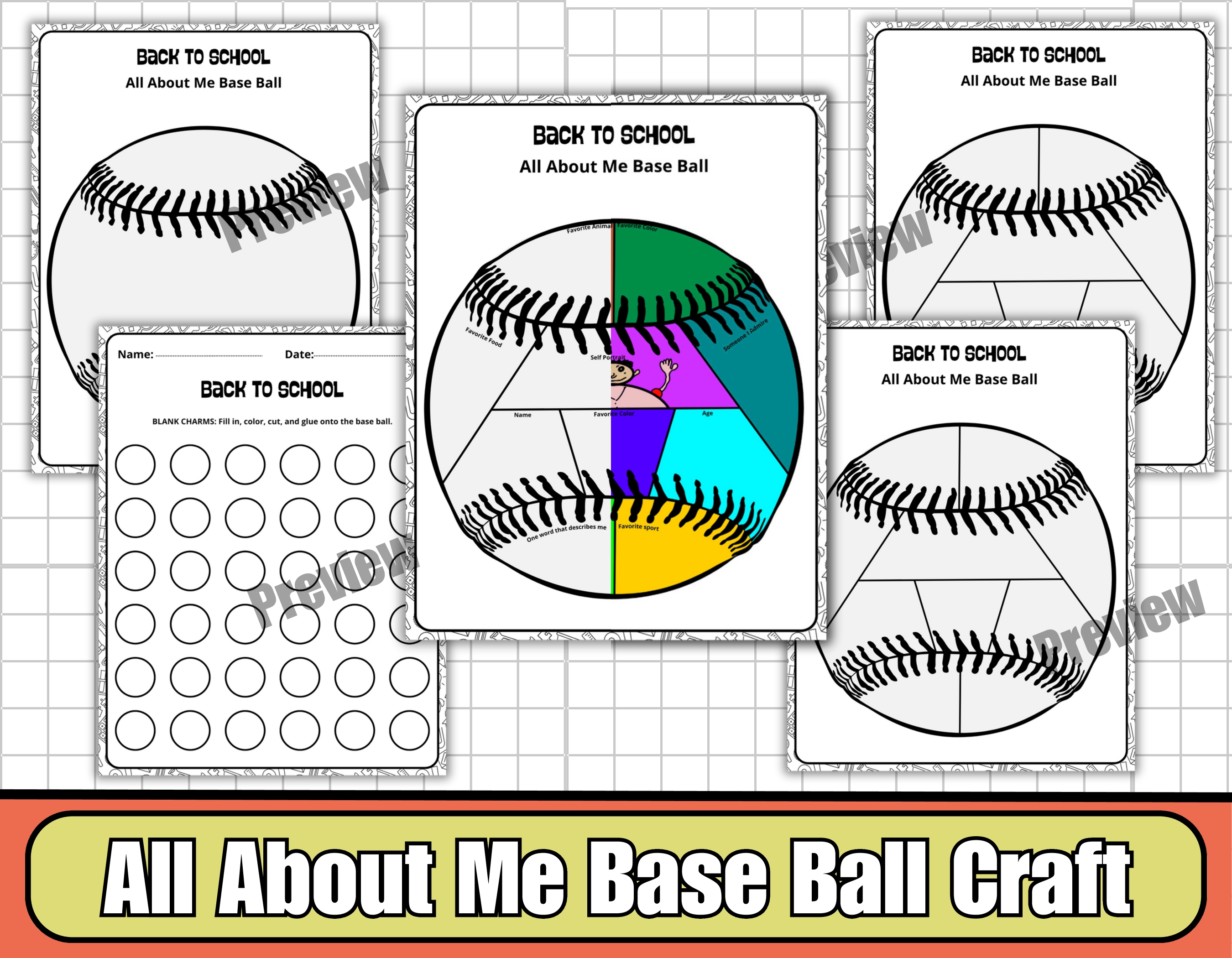 All About Me Base Ball Craft | Get to Know Me Activity-Goal Setting-Cut ...