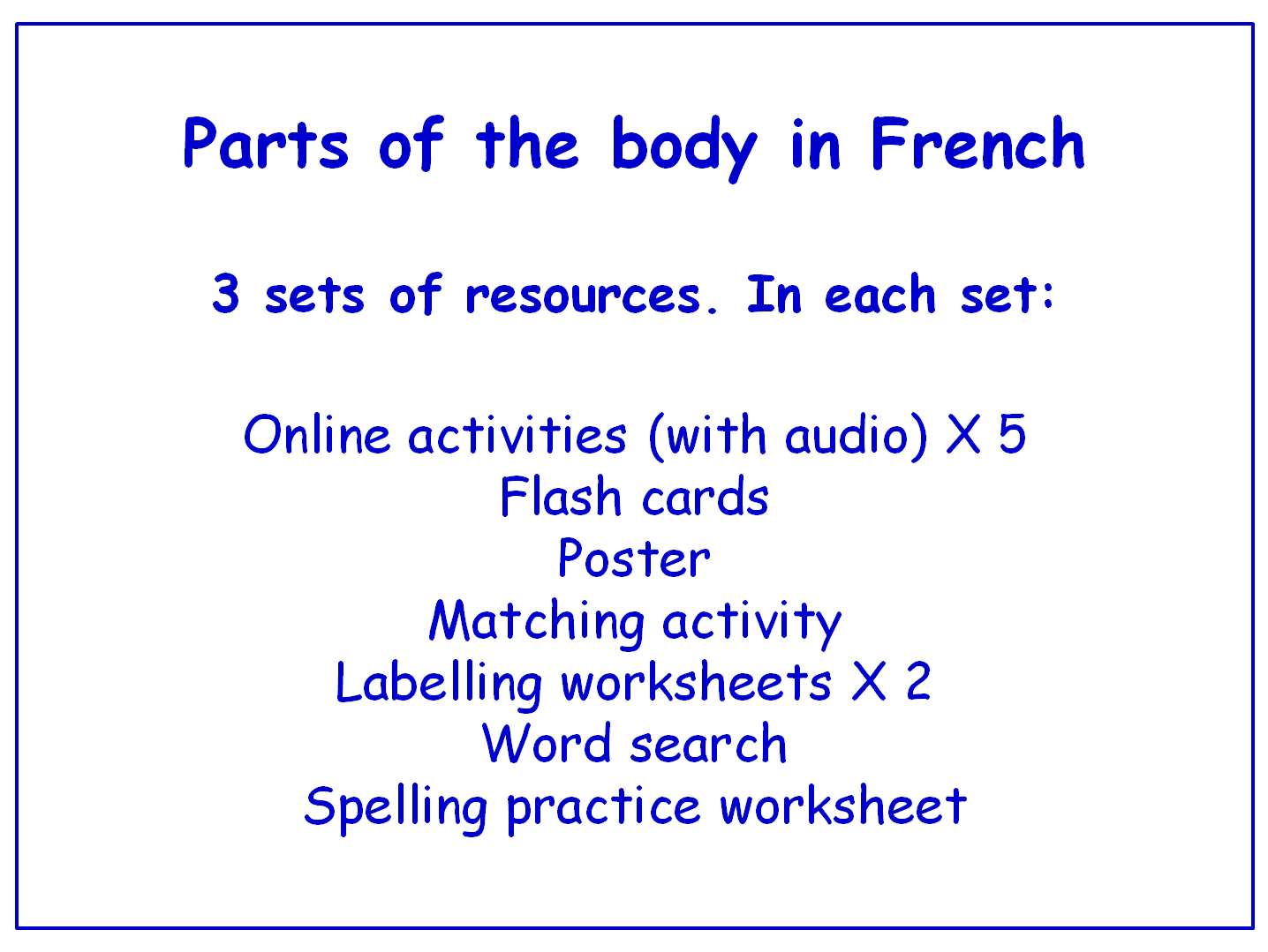 Parts Of The Body In French Worksheets Games Activities And Flash