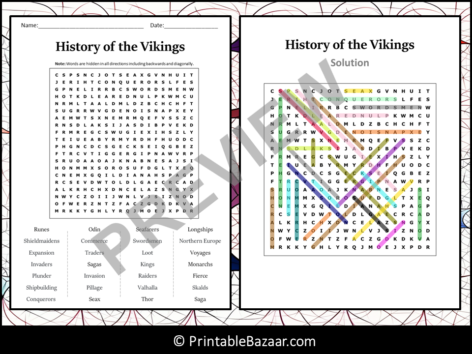 History of the Vikings Word Search Puzzle Worksheet Activity | Teaching ...