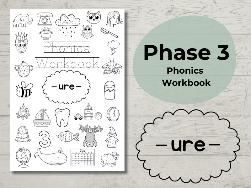 Phase 3 Phonics Workbook ure | Teaching Resources