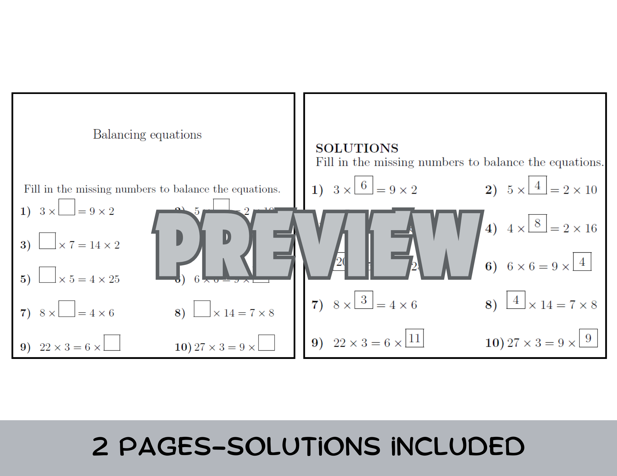 Balancing equations worksheet no 3 (with solutions) | Teaching Resources