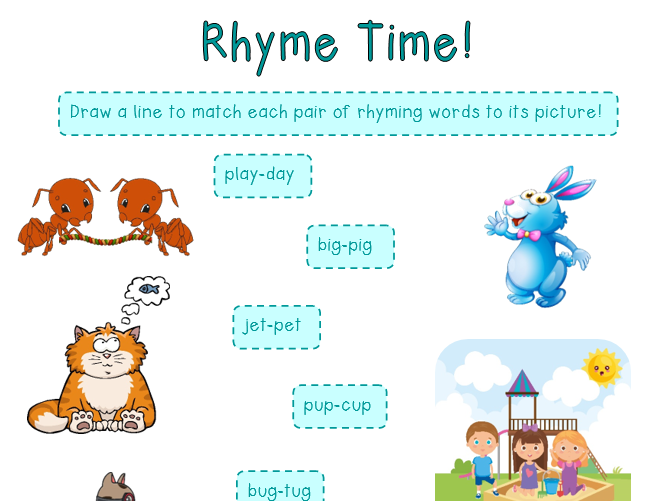 Rhyme Time Four Page Worksheet Teaching Resources