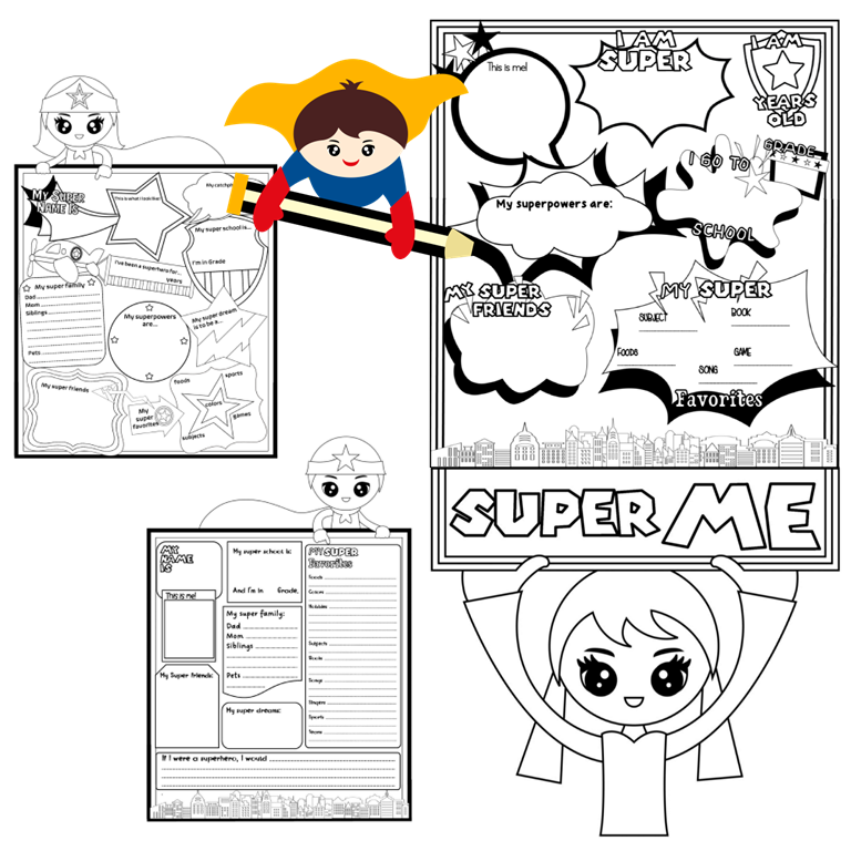 All About Me - Back To School Worksheets (Superhero Themed) | Teaching ...