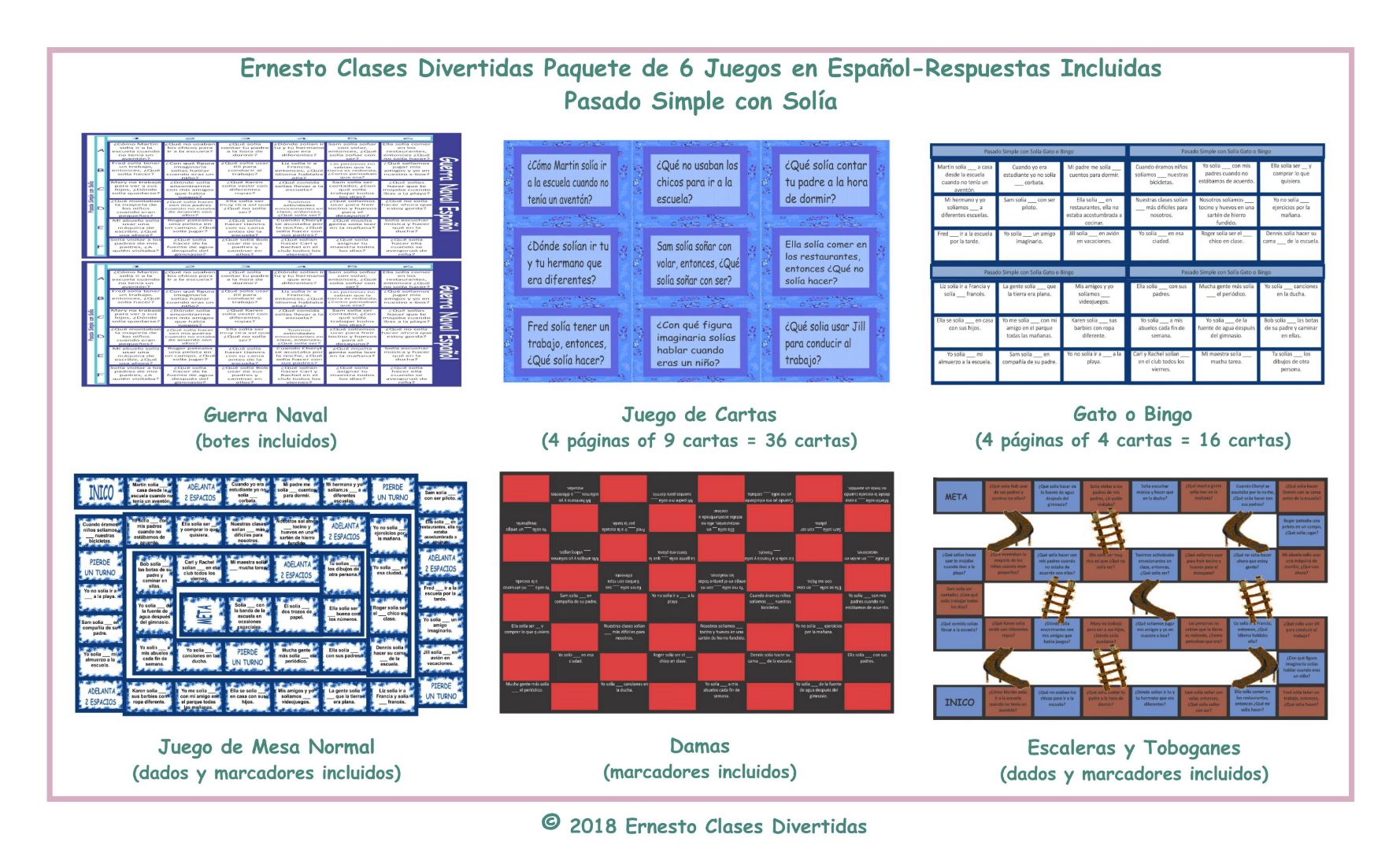 Past Simple with Used To 6 Spanish Game Bundle | Teaching Resources