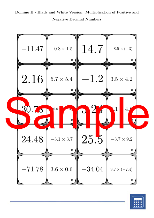 Domino | Multiplication of Positive and Negative Decimal Numbers | Math ...