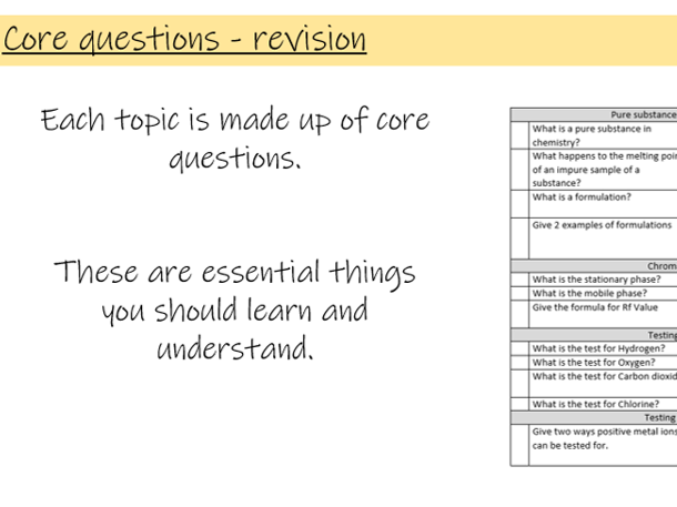 Chemical changes - core questions (F tier) | Teaching Resources