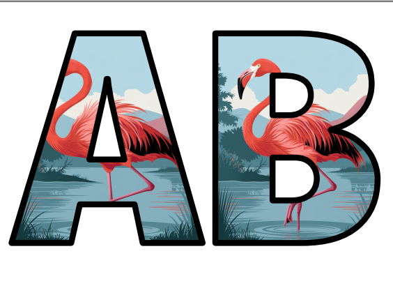 Flamingo Bird Pink Nature Lettering Set Display Title Letters Numbers ...