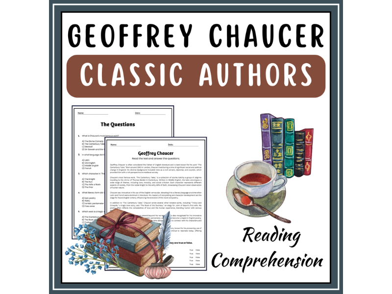 Geoffrey Chaucer Reading Comprehension Passages & Questions Worksheets ...