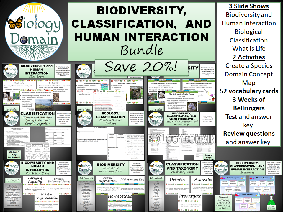 Biodiversity and Classification Bundle by BiologyDomain | Teaching ...