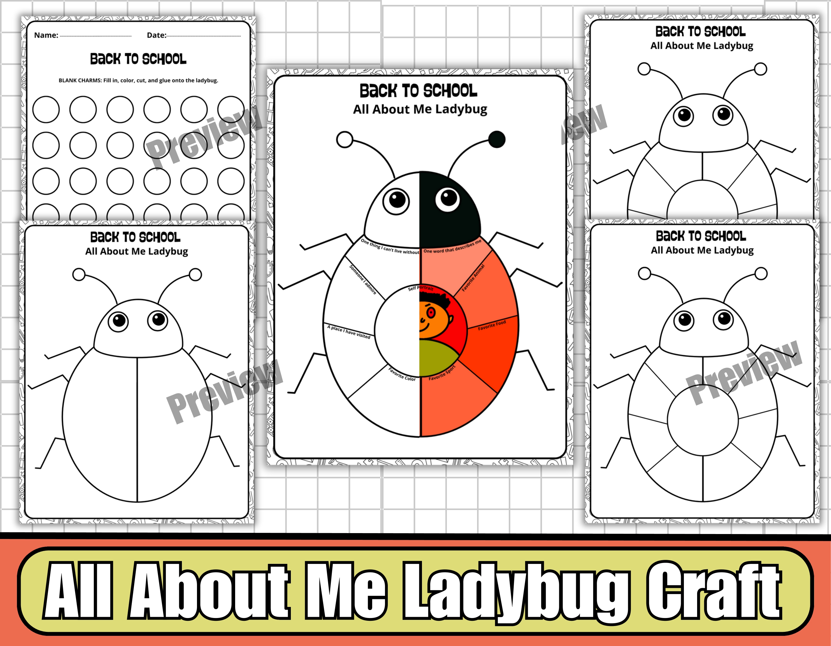 All About Me Ladybug Craft-Get to Know Me-Back to School-Cut & Paste ...
