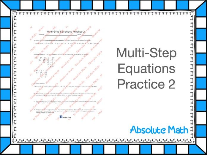 Multi-Step Equations Practice 2 | Teaching Resources