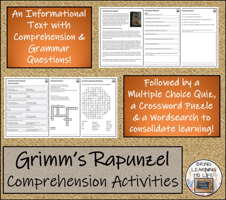 Brothers Grimm's Rapunzel Reading Comprehension | Year 5 or Year 6 ...