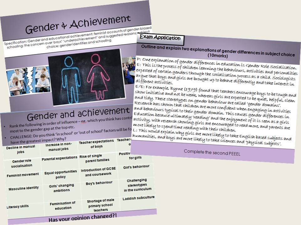 AQA Sociology - Year 1 - Education - Gender & Achievement | Teaching ...