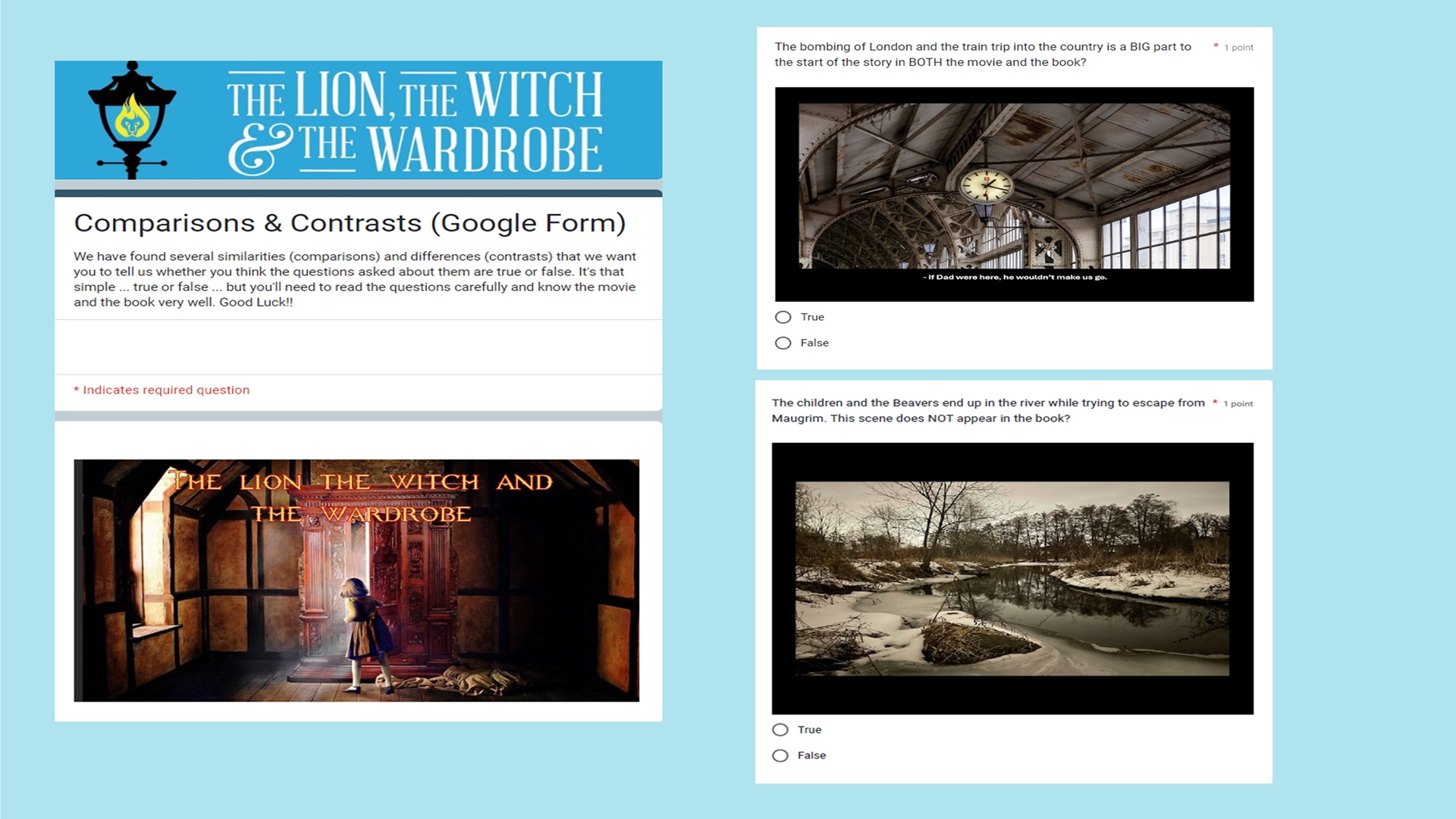 Movie/Book Compare & Contrast in The Lion, the Witch, and the Wardrobe ...
