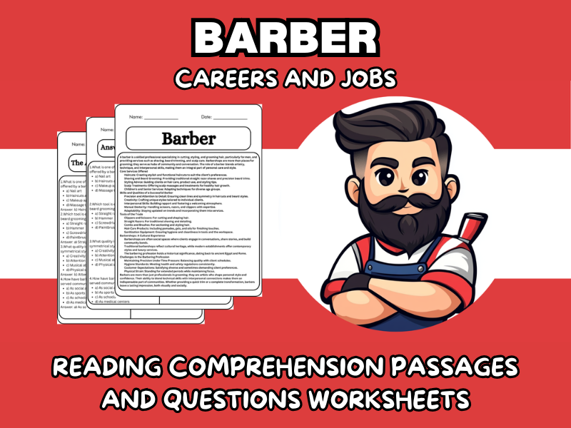 Barber - Careers and Jobs Reading Comprehension Passages & Questions ...
