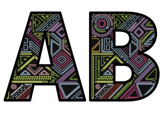 Neon Lines COncrete Pattern Math Lettering Set Display Title Letters ...