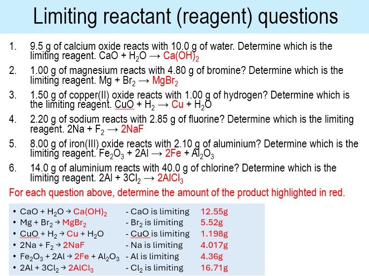 Limiting reagent | Teaching Resources