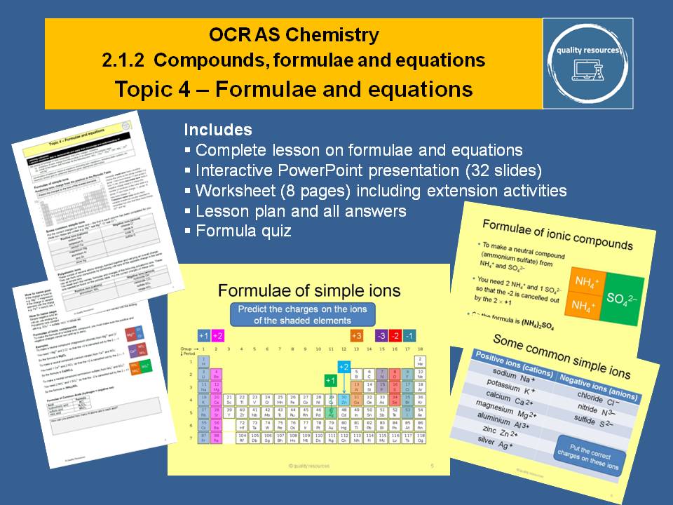 Formulae and equations-OCR AS Chemistry | Teaching Resources