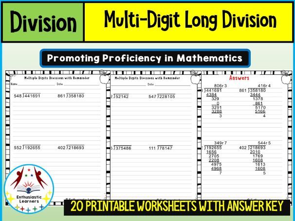Multi-digit Division with Remainders Worksheets Math Problems ...