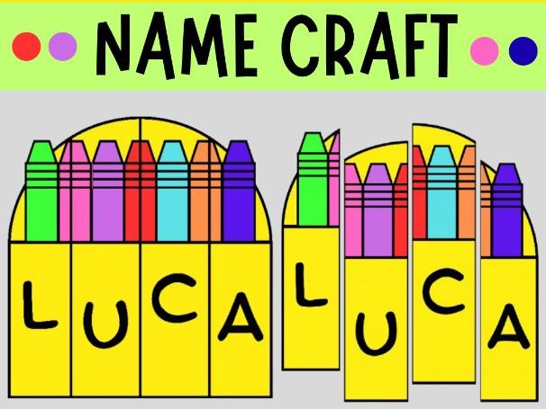 Back to School Craft Crayon Box Name Puzzle | Bulletin Board & Cutting ...