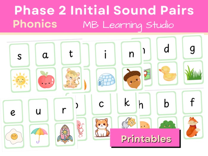 Phase 2 Initial Sound Matching Pairs – Phonics Flashcards (Excludes ff ...