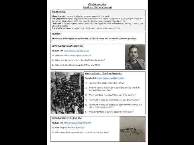 Of Mice and Men - Revision Bundle | Teaching Resources