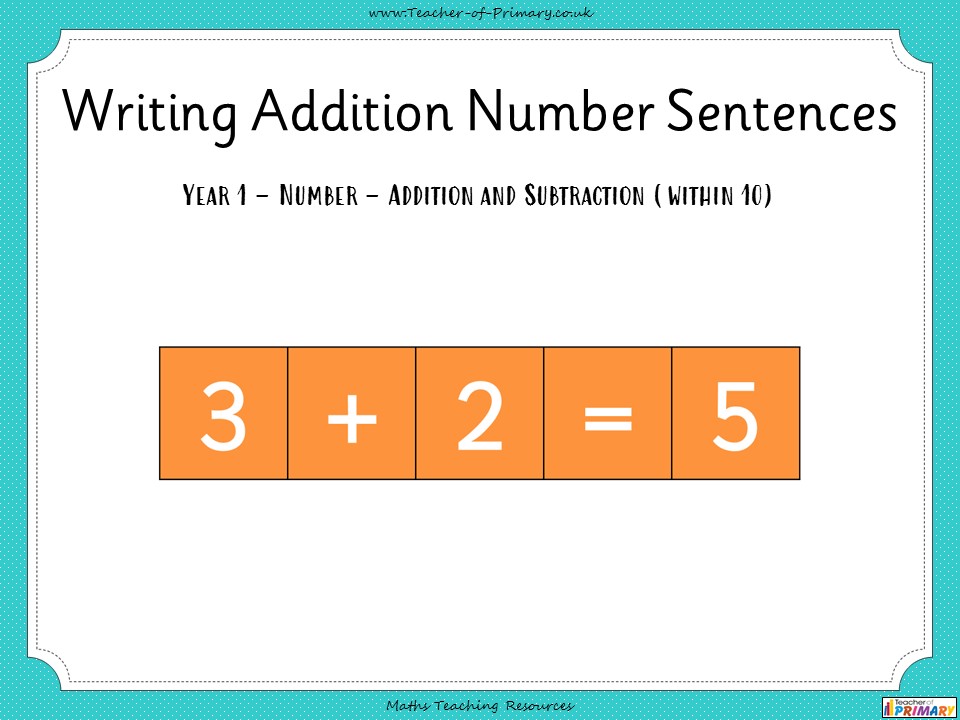 Writing Addition Number Sentences Year 1 Teaching Resources