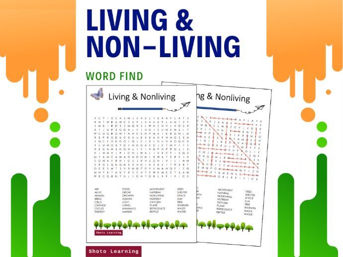 LIVING AND NON LIVING SCIENCE ACTIVITY - WORD FIND SEARCH FINDER GAME ...