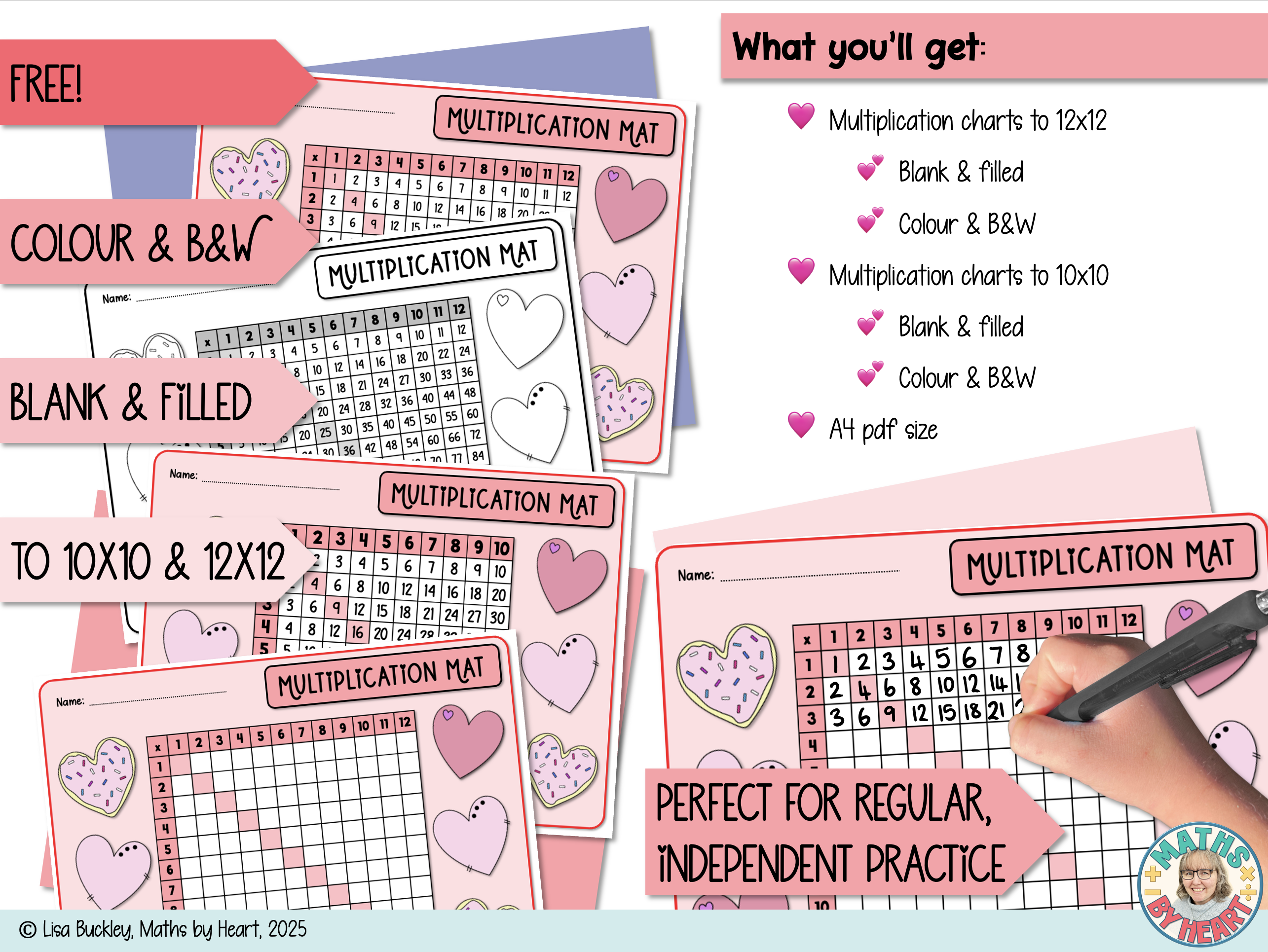 FREE Multiplication Charts Valentine Theme | Teaching Resources