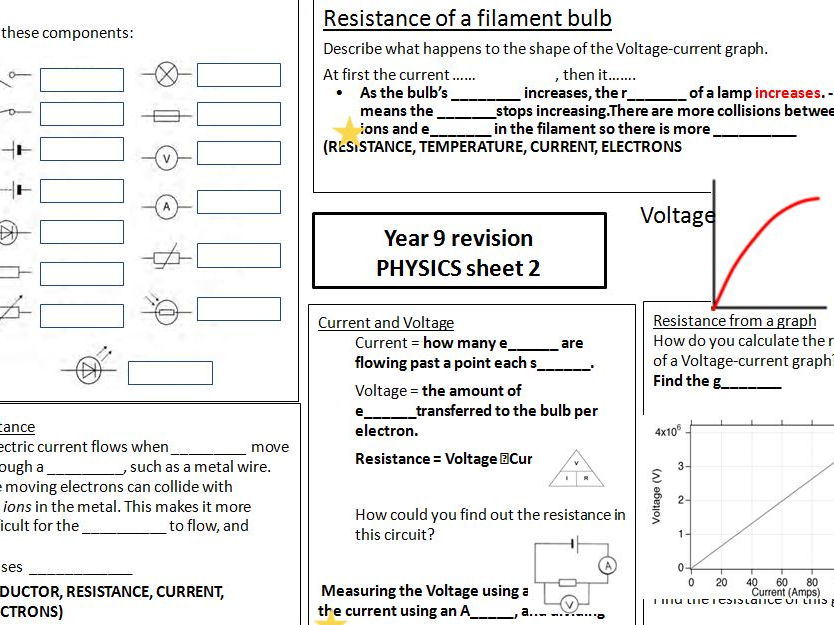 Electrical resistance revision mat (Differentiated with answers ...