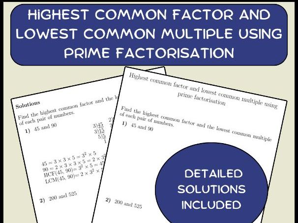 Highest common factor and lowest common multiple using prime ...