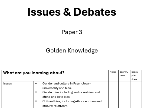 Issues and Debates revision booklet | Teaching Resources