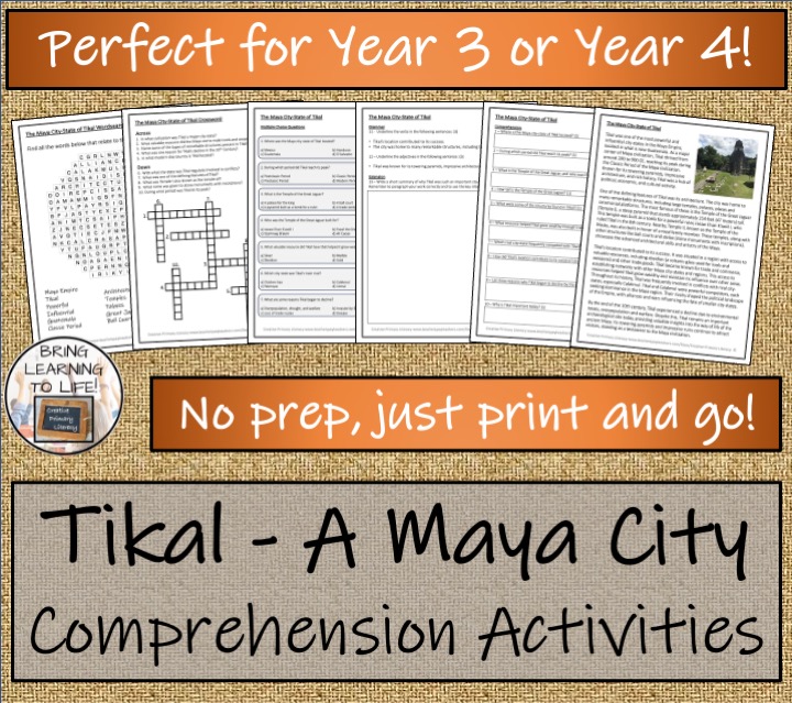 Tikal - A Maya City State Reading Comprehension Activities | Year 3 or ...
