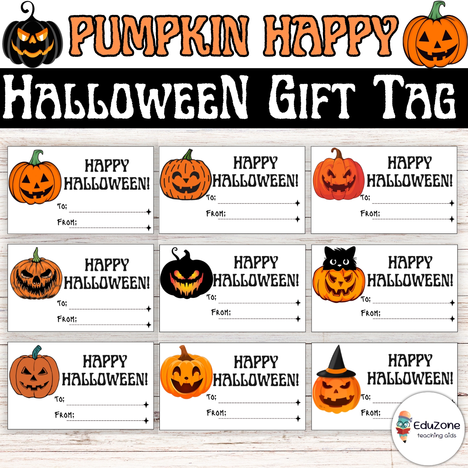 Pumpkin Happy Halloween Gift Tag: Spooky and Fun Classroom Celebrations ...