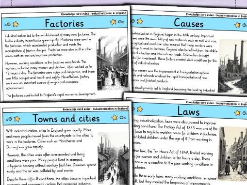 The Industrial Revolution in England - Flashcards | History | Key ...