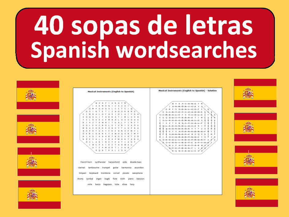 40 Spanish Word Searches Teaching Resources 40 Spanish Word Searches Teaching Resources
