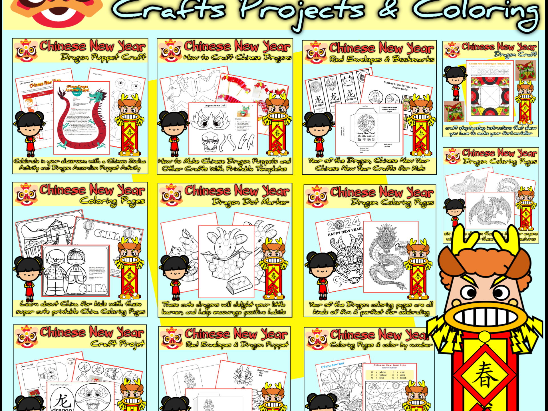 Chinese New Year Crafts Project and Colouring pages Activities ...