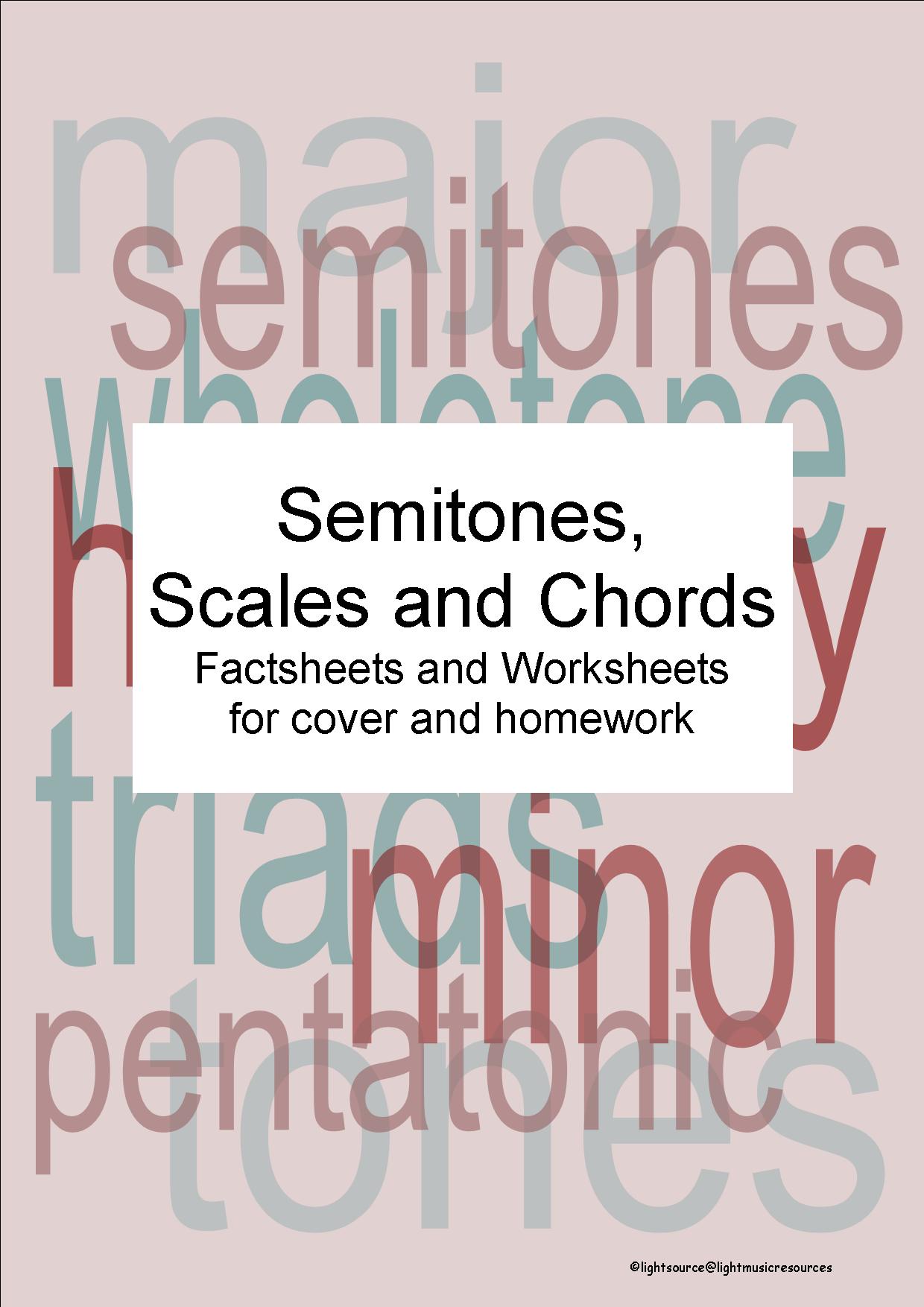 Semitones, Scales and Chords Basic Theory: 10 Worksheets for Homework ...